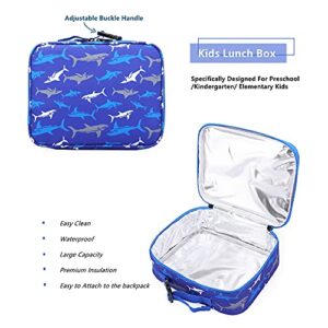 NICE CHOICE Preschool Backpack Kindergarten Elementary School Little Kid Toddler Backpacks With Lunch Bag Pencil Case Set for Boys and Girls with Chest Strap (Blue Shark)