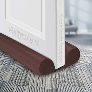 door draft stopper, draft stopper for bottom of door shmily adjustable size from 32" to 38", cover gap up to 1.5". dust-proof, draft-proof, water-proof, winter-proof, block light, block noise(brown)