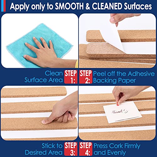 LotFancy Cork Board Strips 15” x 2”, Pack of 5, 1/2 in Thickness, Bulletin Bar Strips Bonus 15 Push Pins, Self-Adhesive Corkboard Strips for Office, Home