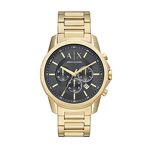 A|X ARMANI EXCHANGE Men's Quartz Watch with Stainless Steel Strap, Gold, 22 (Model: AX1721)