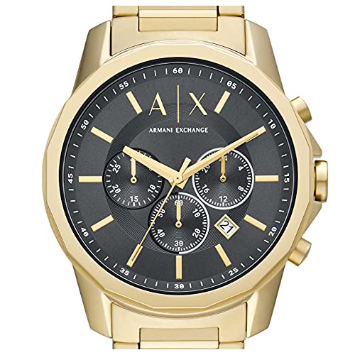 A|X ARMANI EXCHANGE Men's Quartz Watch with Stainless Steel Strap, Gold, 22 (Model: AX1721)