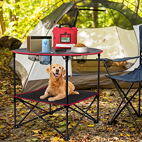 Portable Camping Table Folding Picnic Tables Lightweight Folding Table Waterproof Canvas Beach Table for Outside with 4 Cup Holders & Carry Bags for Camping, Beach, Campfires and Tailgating