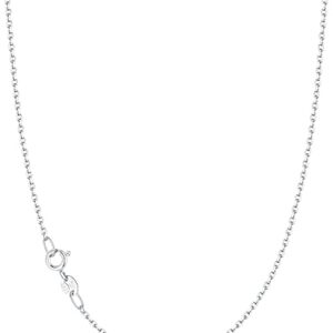 Jewlpire Solid 925 Sterling Silver Chain Necklace for Women Girls, 1.3mm Cable Chain Silver Chain for Women Sturdy & Shiny Women's Chain Necklaces, 16 Inch