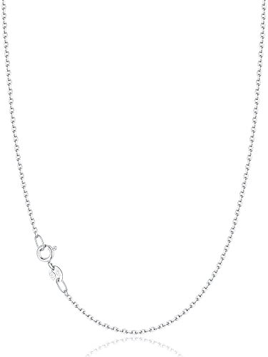 Jewlpire Solid 925 Sterling Silver Chain Necklace for Women Girls, 1.3mm Cable Chain Silver Chain for Women Sturdy & Shiny Women's Chain Necklaces, 16 Inch