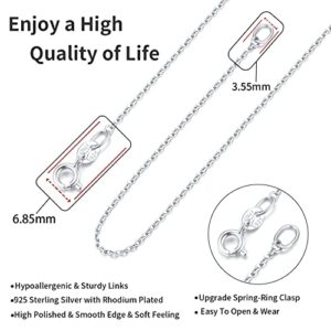 Jewlpire Solid 925 Sterling Silver Chain Necklace for Women Girls, 1.3mm Cable Chain Silver Chain for Women Sturdy & Shiny Women's Chain Necklaces, 16 Inch