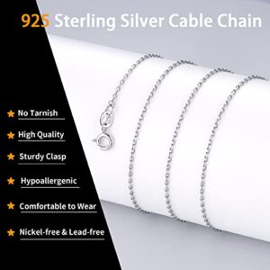 Jewlpire Solid 925 Sterling Silver Chain Necklace for Women Girls, 1.3mm Cable Chain Silver Chain for Women Sturdy & Shiny Women's Chain Necklaces, 16 Inch