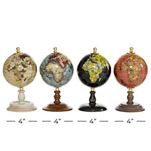 Deco 79 Metal Small Globe, Set of 4 4"W, 7"H, Multi Colored