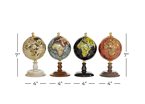 Deco 79 Metal Small Globe, Set of 4 4"W, 7"H, Multi Colored