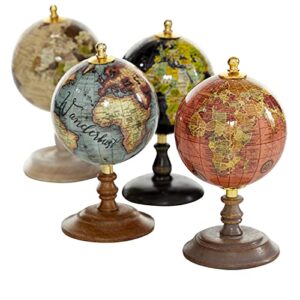 Deco 79 Metal Small Globe, Set of 4 4"W, 7"H, Multi Colored