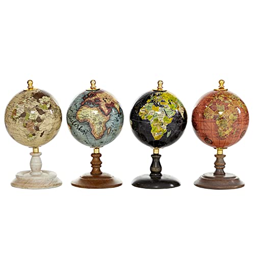 Deco 79 Metal Small Globe, Set of 4 4"W, 7"H, Multi Colored