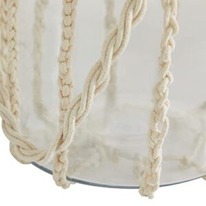 Deco 79 Glass Candle Lantern with Rope Handle, 8" x 7" x 8", Clear