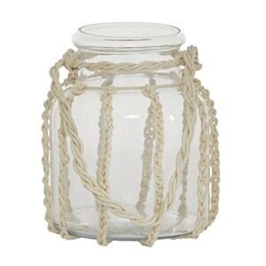 Deco 79 Glass Candle Lantern with Rope Handle, 8" x 7" x 8", Clear