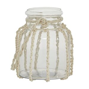 Deco 79 Glass Candle Lantern with Rope Handle, 8" x 7" x 8", Clear