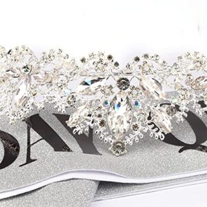 Birthday Crowns for Women, Aprince Birthday Tiaras for Women Crowns and Tiaras for Women Girls Birthday Crown and Birthday Queen Sash Silver Crown Queen tiara for Wedding Prom Party Halloween