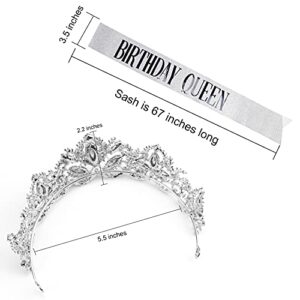 Birthday Crowns for Women, Aprince Birthday Tiaras for Women Crowns and Tiaras for Women Girls Birthday Crown and Birthday Queen Sash Silver Crown Queen tiara for Wedding Prom Party Halloween