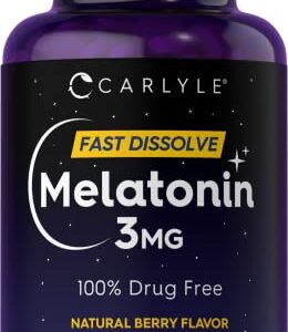 Carlyle Melatonin 3mg Fast Dissolve Tablets | 350 Count | Low Dose and Drug Free | Vegan, Non-GMO, Gluten Free