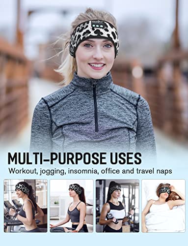 MUSICOZY Sleep Headphones Bluetooth Sports Headband, Wireless Music Sleeping Headphones Sleep Eye Mask Earbuds IPX6 Waterproof for Side Sleepers Workout Running Insomnia Travel Yoga Office, Pack of 2