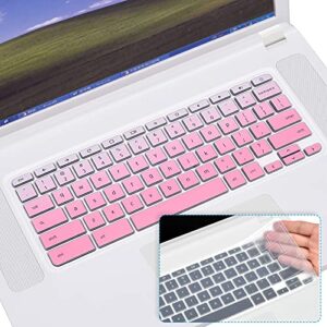 2pack keyboard cover skin for acer chromebook spin 311 cp311 c738t c733 cp511 512, chromebook 713 cp713 r13, chromebook 314 514 714 cb314 cb514 cb714, acer chromebook 15.6" protector-gpurplepink+clear