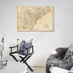 Wugod North America Map (1768) Canvas Poster and Wall Art Picture Print Modern Home Bedroom Bars Decoration Posters 24x36inch(60x90cm)