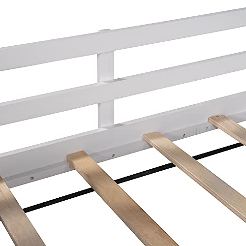 Harper & Bright Designs Kids Loft Bed with Slide and Double-Sided Chalkboard, Wooden Low Loft Bed Frame with 2 Storage Boxes, Twin Loft Bed for Boys & Girls (New, White)