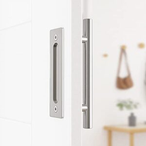 WINSOON 12" Sliding Barn Door Handles Brushed Nickel with Flush Finger Pull Hardware Solid Stainless Steel Double-Sided Design Suitable for Modern Barn Door/Gate/Garages/Cabinet