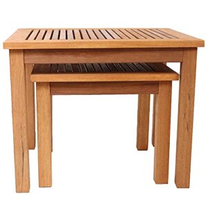 Sunnydaze Set of 2 Meranti Wood Outdoor Nesting Tables