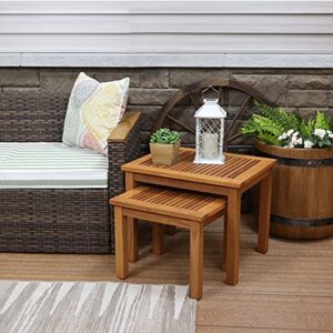 Sunnydaze Set of 2 Meranti Wood Outdoor Nesting Tables