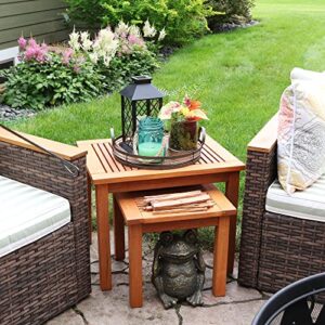 Sunnydaze Set of 2 Meranti Wood Outdoor Nesting Tables