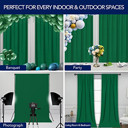 PureFit Green Backdrop Curtains for Parties, Birthday, Photoshoot, Wedding, Pooja – Non Reflective Background Curtains for Decoration, Velvety Soft Long Drapes, 5×10 ft, Set of 2 Panels