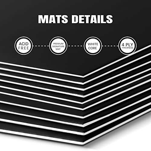 AUEAR, Black 8.5x11 Uncut Mat Matte Boards for Picture Framing, Print, Artwork - Backing Boards 1/16" Thick, 15 Pack