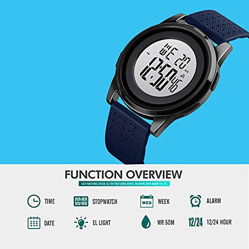 YUINK Mens Digital Watch Ultra-Thin Sports Waterproof Simple Watch Stainless Steel Wrist Watch for Men Women