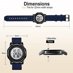 YUINK Mens Digital Watch Ultra-Thin Sports Waterproof Simple Watch Stainless Steel Wrist Watch for Men Women