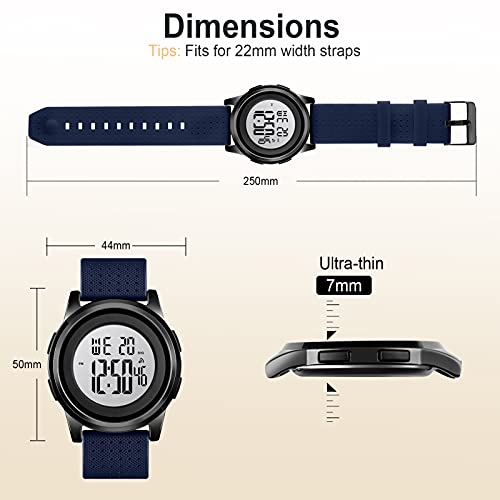 YUINK Mens Digital Watch Ultra-Thin Sports Waterproof Simple Watch Stainless Steel Wrist Watch for Men Women