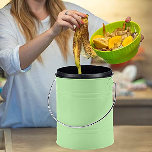 Compost Bin, LALASTAR Countertop Compost Bin with Lid, Kitchen Compost Container, Odorless Compost Bucket for Kitchen Food Waste with Carrying Handle, 1 Gallon, Green