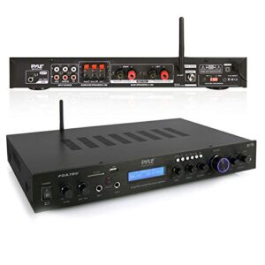 pyle - 5 channel rack mount bluetooth receiver, home theater amp, speaker amplifier, bluetooth wireless streaming, mp3/usb/sd/aux/fm radio, 200 watt, w/digital id3 lcd display from - pda7bu.5