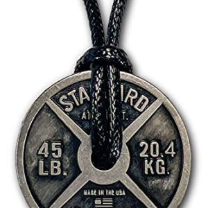 Workout Necklace For Men – Weight Plate Necklace – Dumbbell Necklace for Savages and Rough Guys – Awesome Gym Plate Necklace – Great Present for a Sport Addict – Adjustable Leather Cord