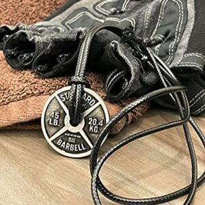 Workout Necklace For Men – Weight Plate Necklace – Dumbbell Necklace for Savages and Rough Guys – Awesome Gym Plate Necklace – Great Present for a Sport Addict – Adjustable Leather Cord