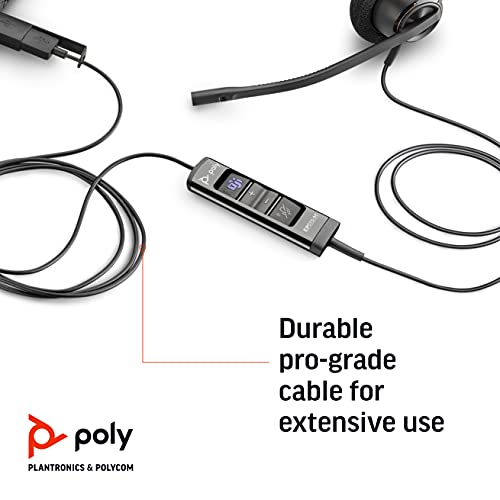 Poly - EncorePro 515-M USB-A and USB-C USB Headset (Plantronics) - Optimized for Teams - Hold & Call Answer Buttons - Works with Avaya, Genesys, & Cisco Call Center Platforms - Single Ear/Mono,Black