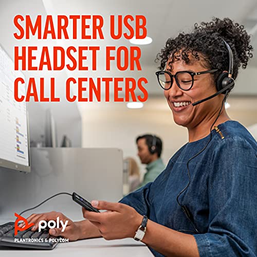 Poly - EncorePro 515-M USB-A and USB-C USB Headset (Plantronics) - Optimized for Teams - Hold & Call Answer Buttons - Works with Avaya, Genesys, & Cisco Call Center Platforms - Single Ear/Mono,Black