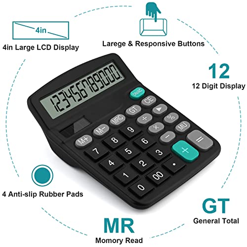 Desk Calculator Large Display Black