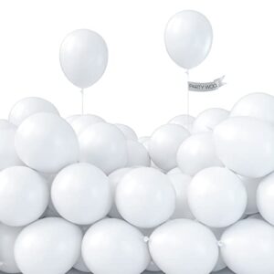 partywoo white balloons, 50 pcs 5 inch matte white balloons, white balloons for balloon garland or balloon arch as party decorations, wedding decorations, neutral baby shower decorations, white-y13