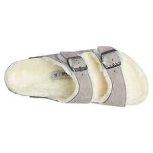 Birkenstock Men's Arizona Shearling Sandals, Stone Coin/Natural, Grey, 15 Medium US