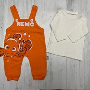 My Cotton Baby Finding Nemo Cotton Baby Salopette, Jumpsuit With Long Sleeve Tshirt For Newborns & Infants – 2 PIECES COTTON BABY ROMPER - Unisex (6-9 months), Orange