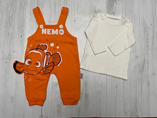 My Cotton Baby Finding Nemo Cotton Baby Salopette, Jumpsuit With Long Sleeve Tshirt For Newborns & Infants – 2 PIECES COTTON BABY ROMPER - Unisex (6-9 months), Orange