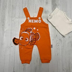 My Cotton Baby Finding Nemo Cotton Baby Salopette, Jumpsuit With Long Sleeve Tshirt For Newborns & Infants – 2 PIECES COTTON BABY ROMPER - Unisex (6-9 months), Orange