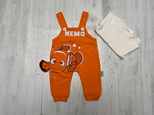 My Cotton Baby Finding Nemo Cotton Baby Salopette, Jumpsuit With Long Sleeve Tshirt For Newborns & Infants – 2 PIECES COTTON BABY ROMPER - Unisex (6-9 months), Orange