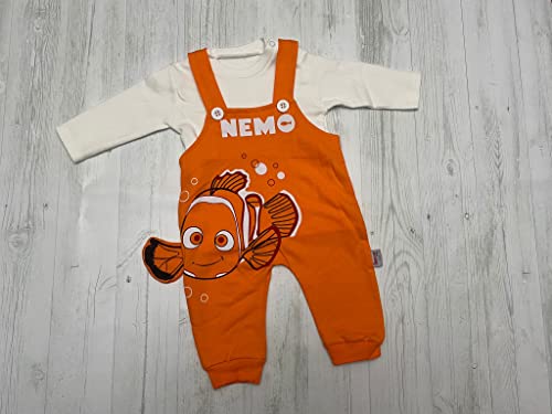 My Cotton Baby Finding Nemo Cotton Baby Salopette, Jumpsuit With Long Sleeve Tshirt For Newborns & Infants – 2 PIECES COTTON BABY ROMPER - Unisex (6-9 months), Orange