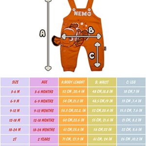 My Cotton Baby Finding Nemo Cotton Baby Salopette, Jumpsuit With Long Sleeve Tshirt For Newborns & Infants – 2 PIECES COTTON BABY ROMPER - Unisex (6-9 months), Orange