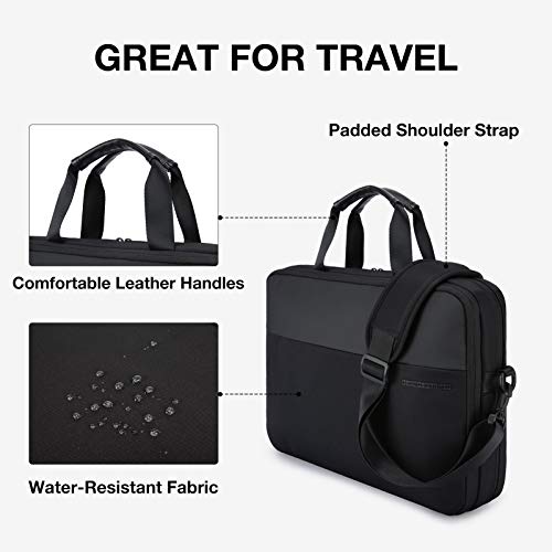 LIGHT FLIGHT 17.3 Inch Laptop Bag, Expandable Briefcase for Men Women,Slim Laptop Case for Computer,Travel Business Bag,Black