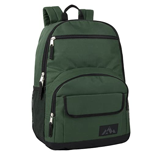 Multi Pocket Colorful Travel and College Backpacks with Padded Straps, Side Pockets (Green)